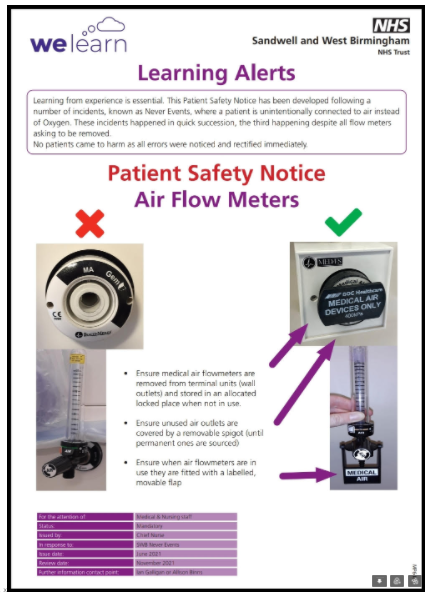 Patient safety poster: Air flow meters - Improving patient safety ...