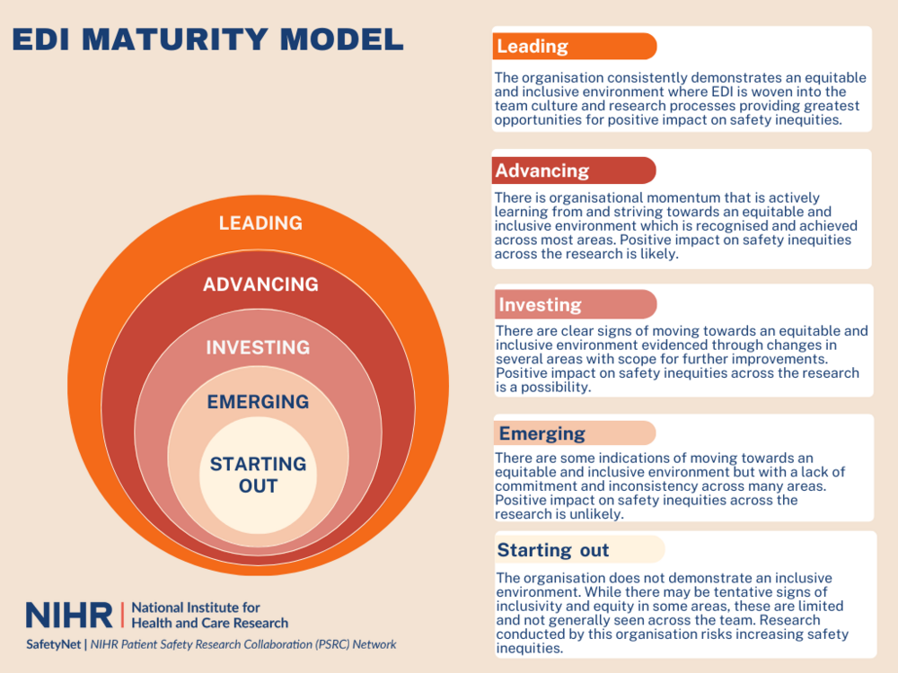 NIHR SafetyNet EDI Maturity Model - Research - Patient Safety Learning ...