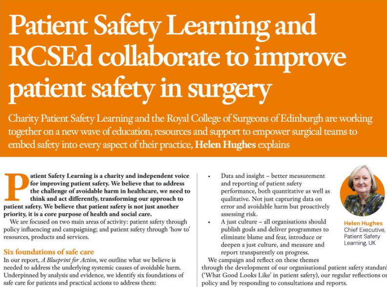 Surgeons' News: Patient Safety Learning and RCSEd collaborate to improve patient safety in ...